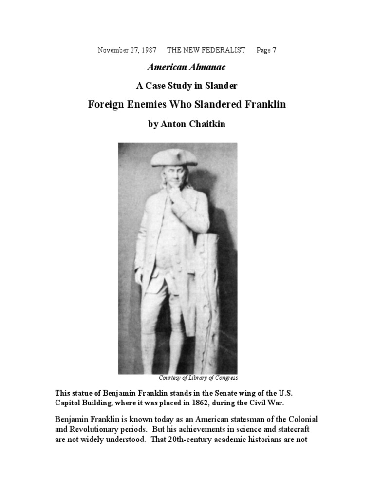Foreign Enemies Who Slandered Franklin | PDF | Benjamin Franklin ...