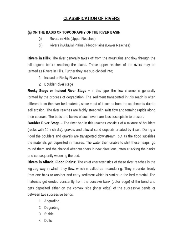 Classification of Rivers | PDF | River | Fluvial Landforms