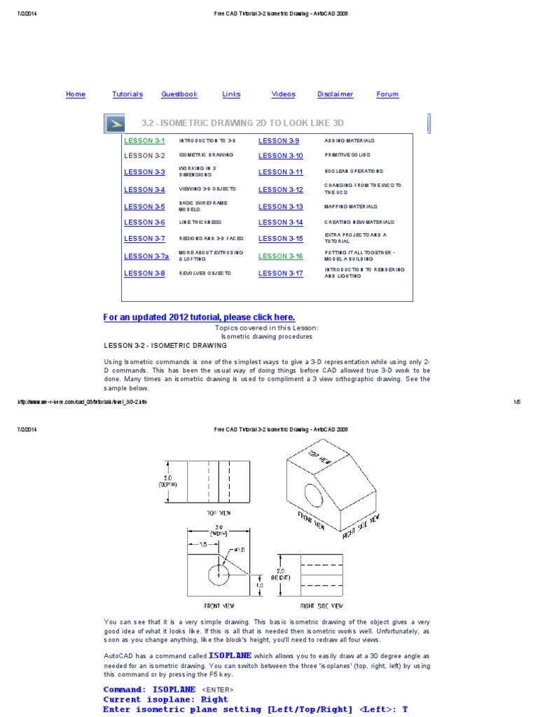 Free CAD Tutorial 3-2 Isometric Drawing - AutoCAD 2008 | PDF | 3 D ...