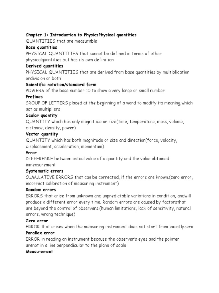 Introduction to Key Physics Concepts and Measurement Fundamentals | PDF ...