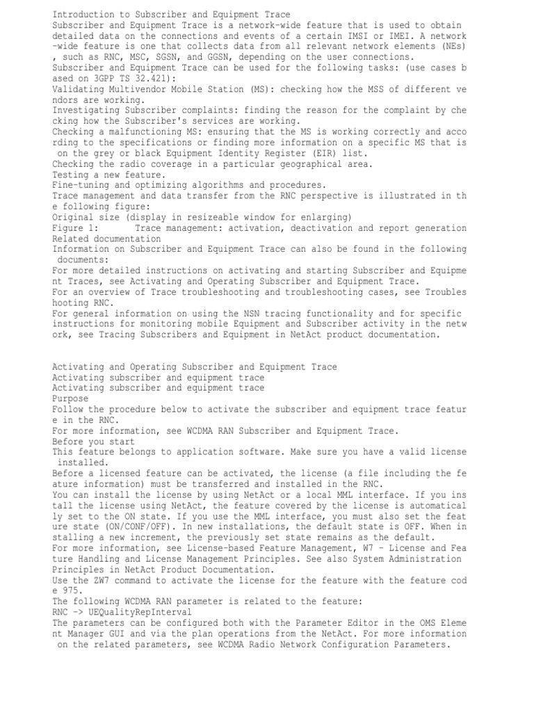 Introduction To Subscriber and Equipment Trace | PDF | System Software | Computing