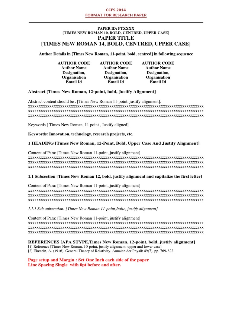 Paper Title (Times New Roman 14, Bold, Centred, Upper Case) : CCFS 2014 ...