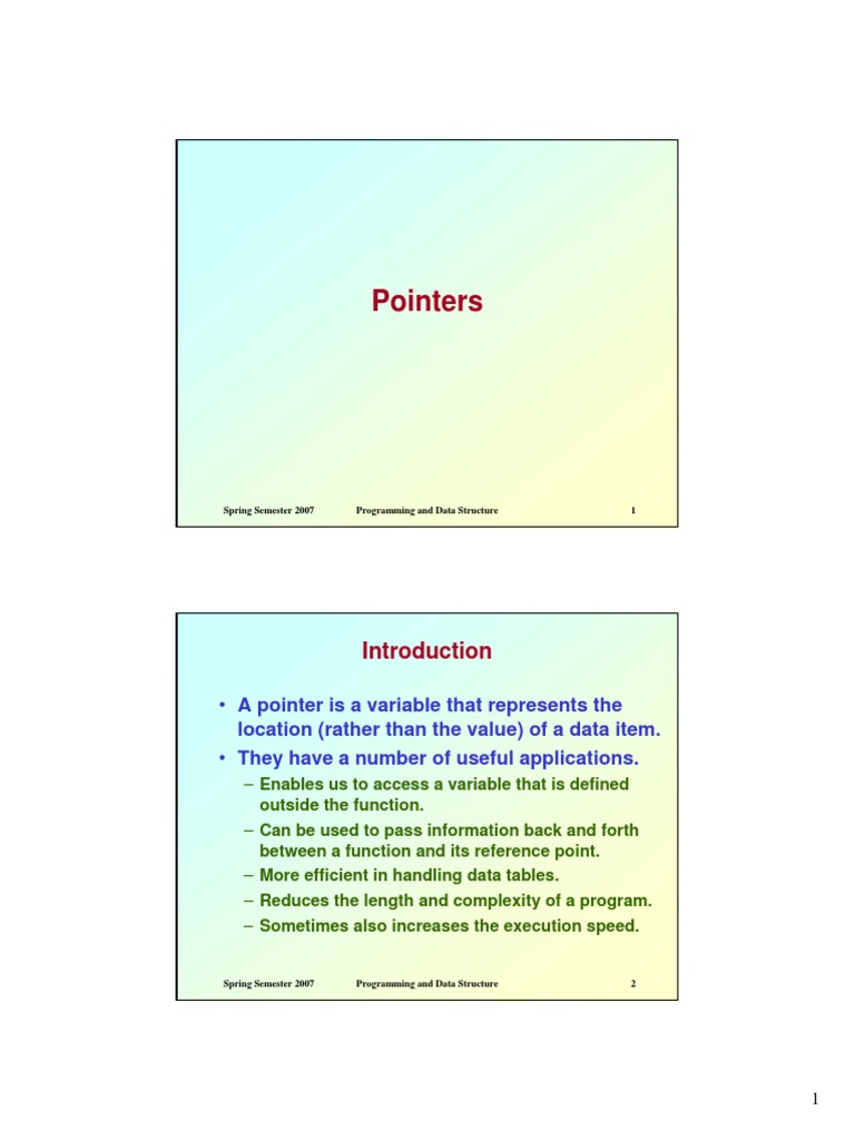 L7 Pointers | PDF | Pointer (Computer Programming) | Array Data Structure