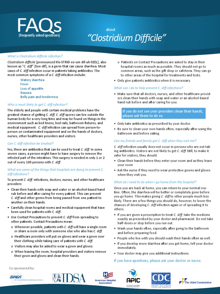 "Clostridium Difficile": (Frequently Asked Questions) | Download Free ...