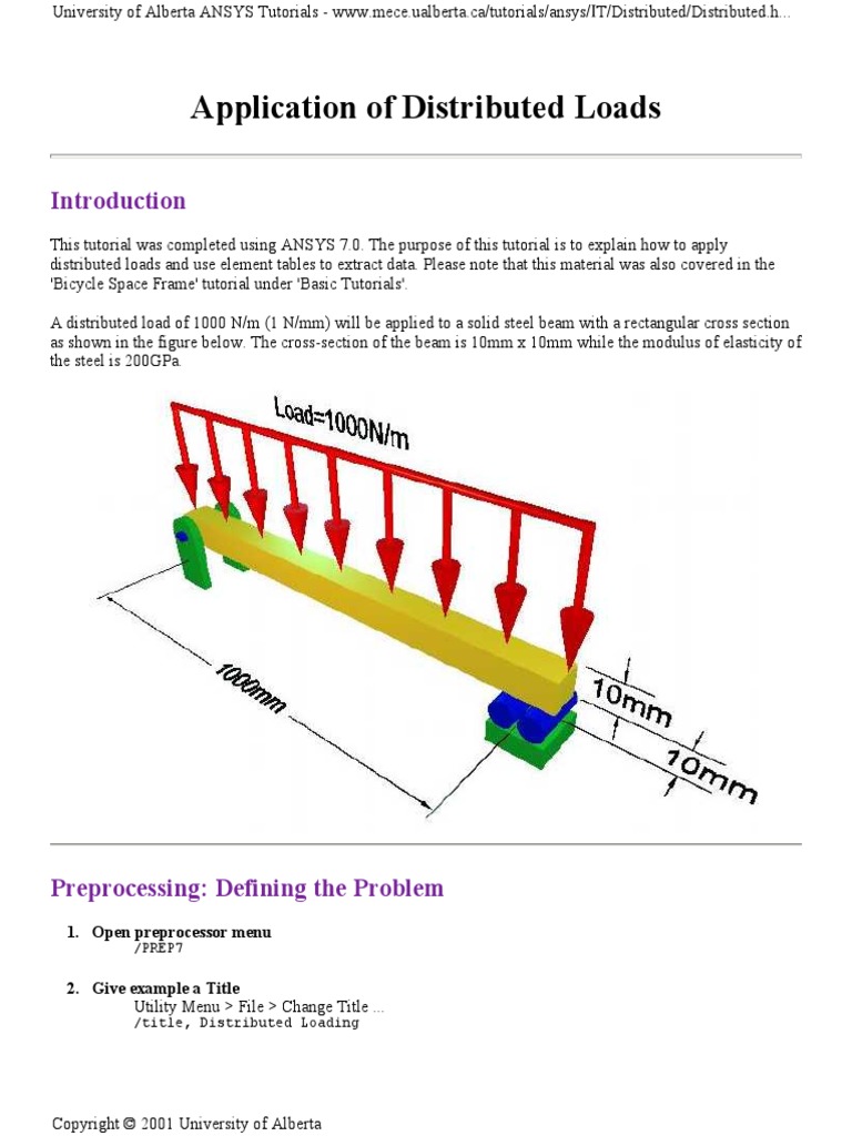Application of Distributed Loads: 1. Open Preprocessor Menu 2. Give ...