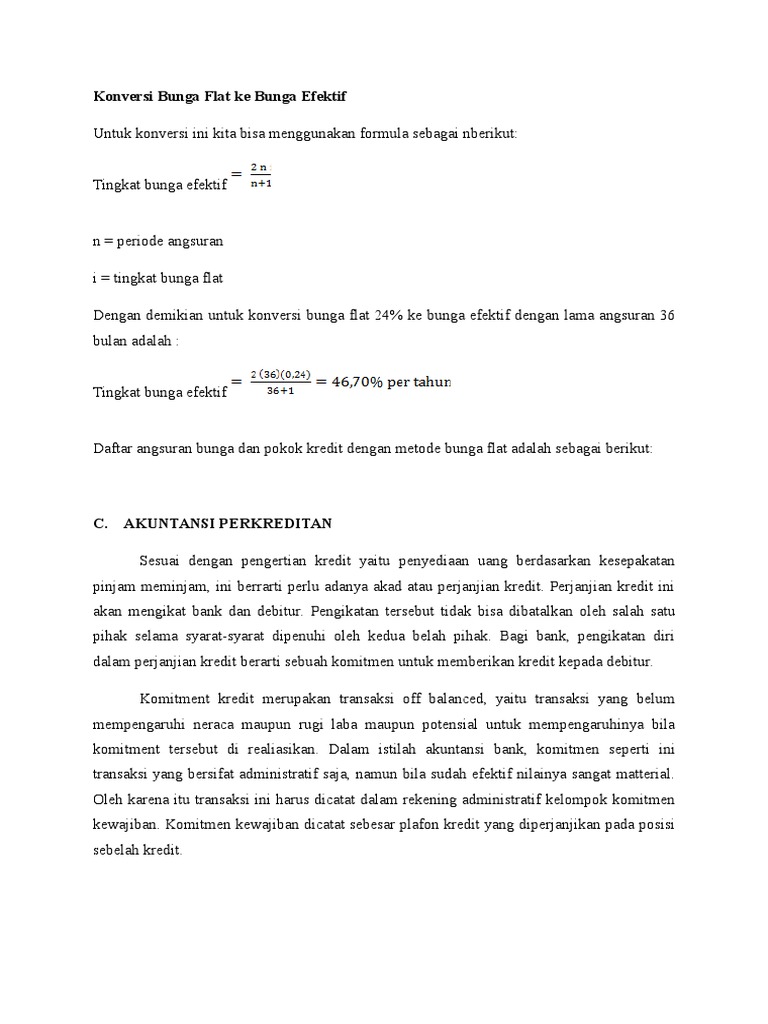 Konversi Bunga Flat Ke Bunga Efektif | PDF