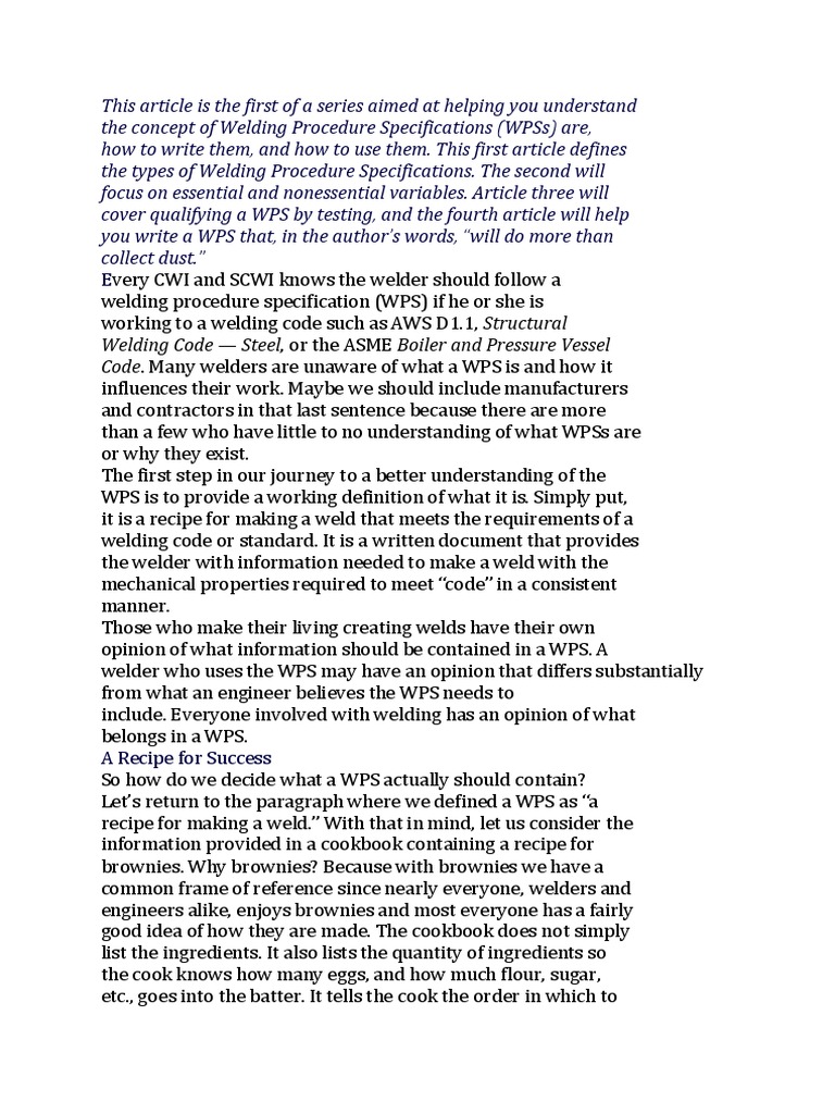 What is WPS | Welding | Mechanical Engineering