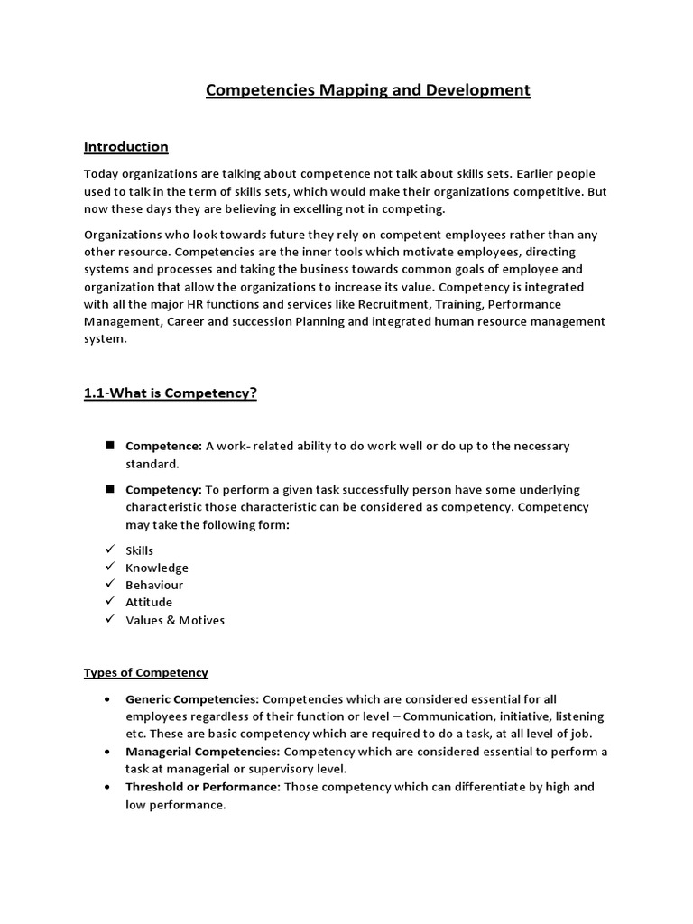 Competency Mapping | PDF | Competence (Human Resources) | Recruitment
