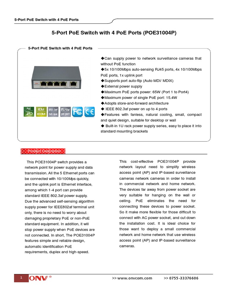 POE31004P Datasheet | PDF | Network Switch | Wireless Access Point
