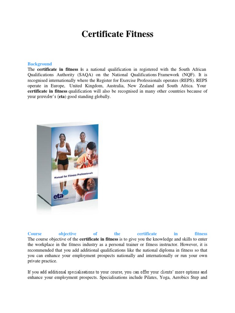 Certificate in Fitness Overview | PDF