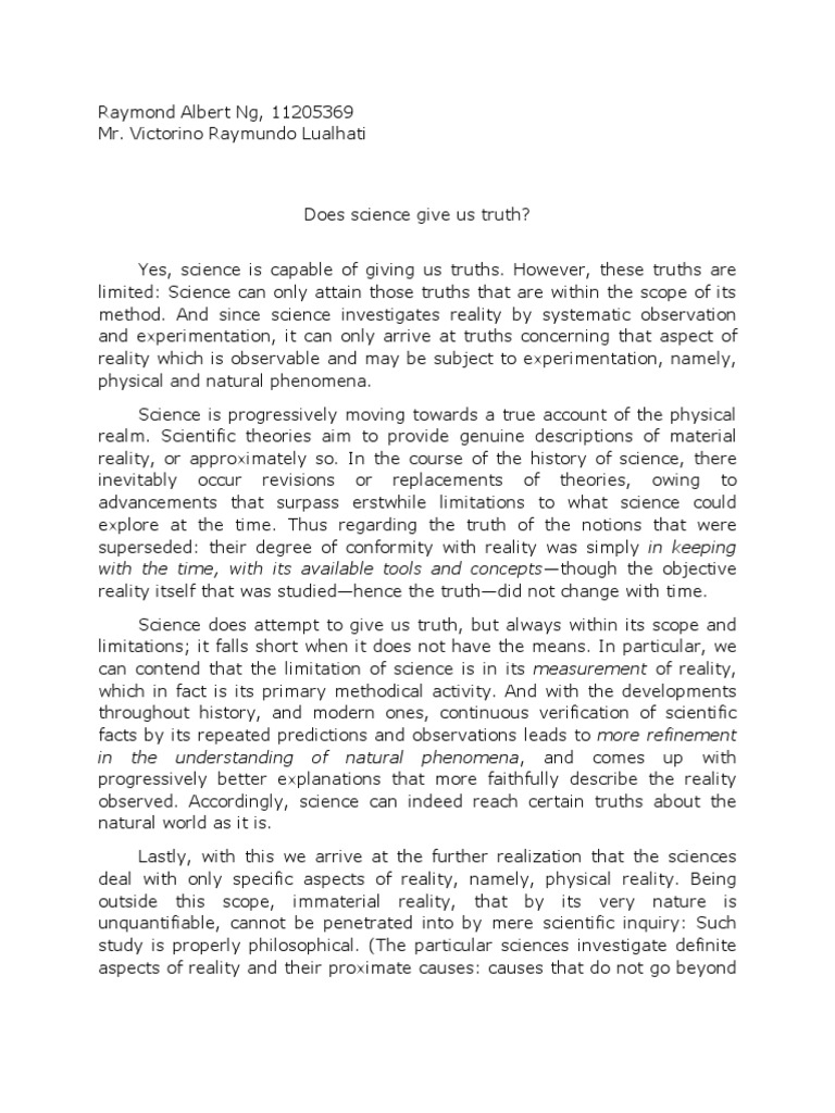 Science's Truth: Limits and Scope | PDF | Reality | Science