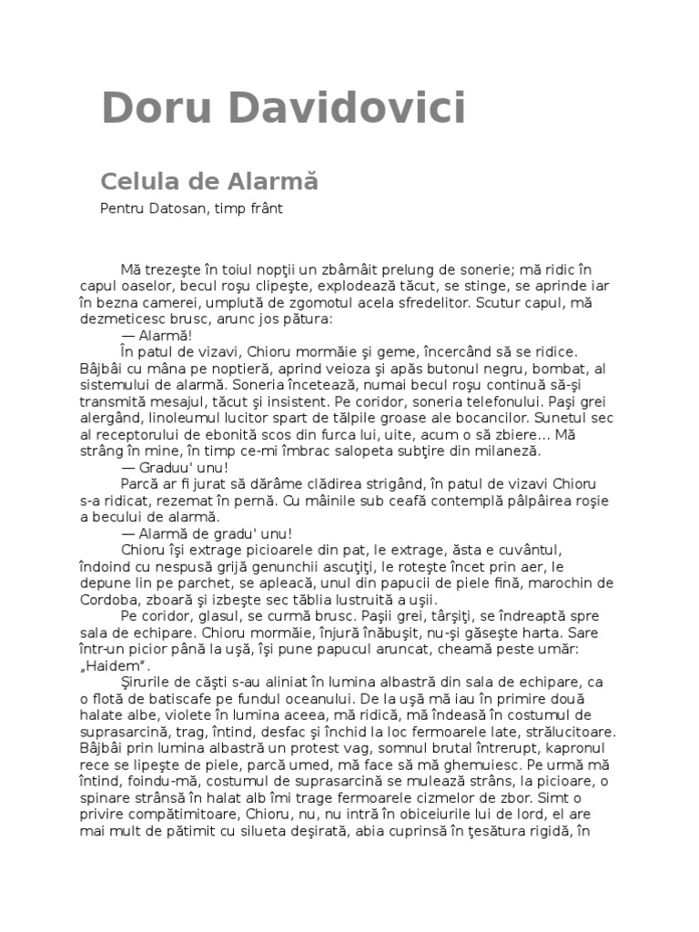 Doru Davidovici - Celula de Alarma | PDF