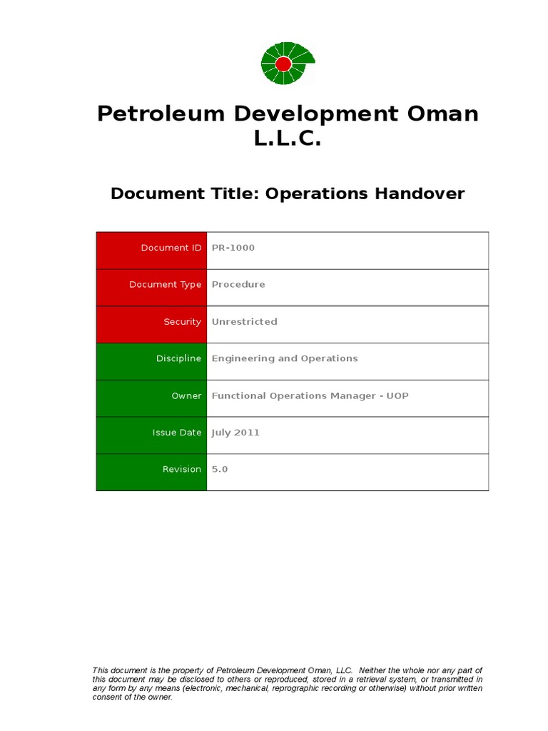 Operations Handover Procedure Overview | PDF | Companies | Economy ...