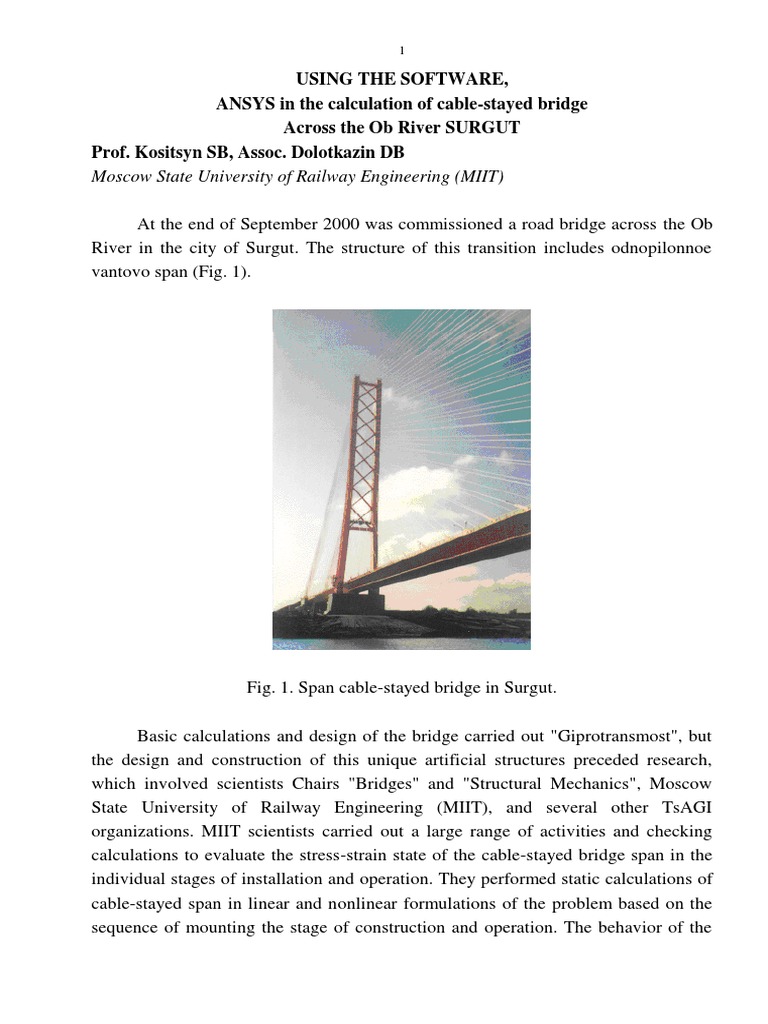 ANSYS and Cable Stayed Bridge | PDF | Deformation (Mechanics) | Stress ...