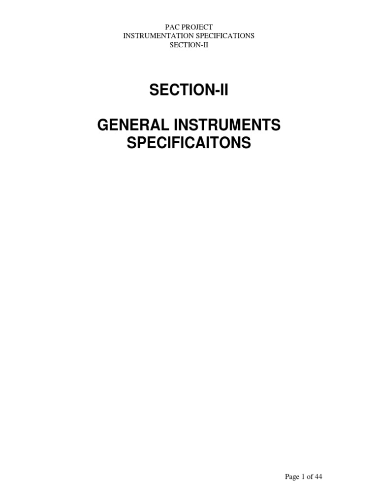 General Instruments Specifications | Download Free PDF | Flow ...