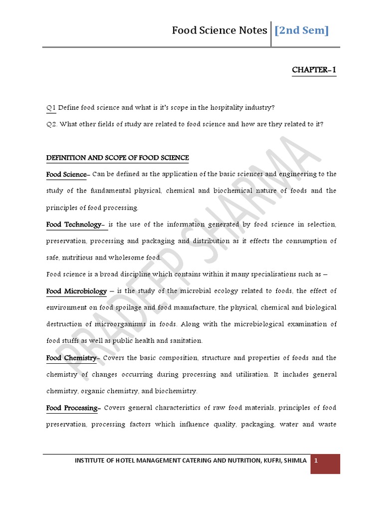 Food Science Notes for 2nd Semester | PDF | Fat | Vegetable Oil