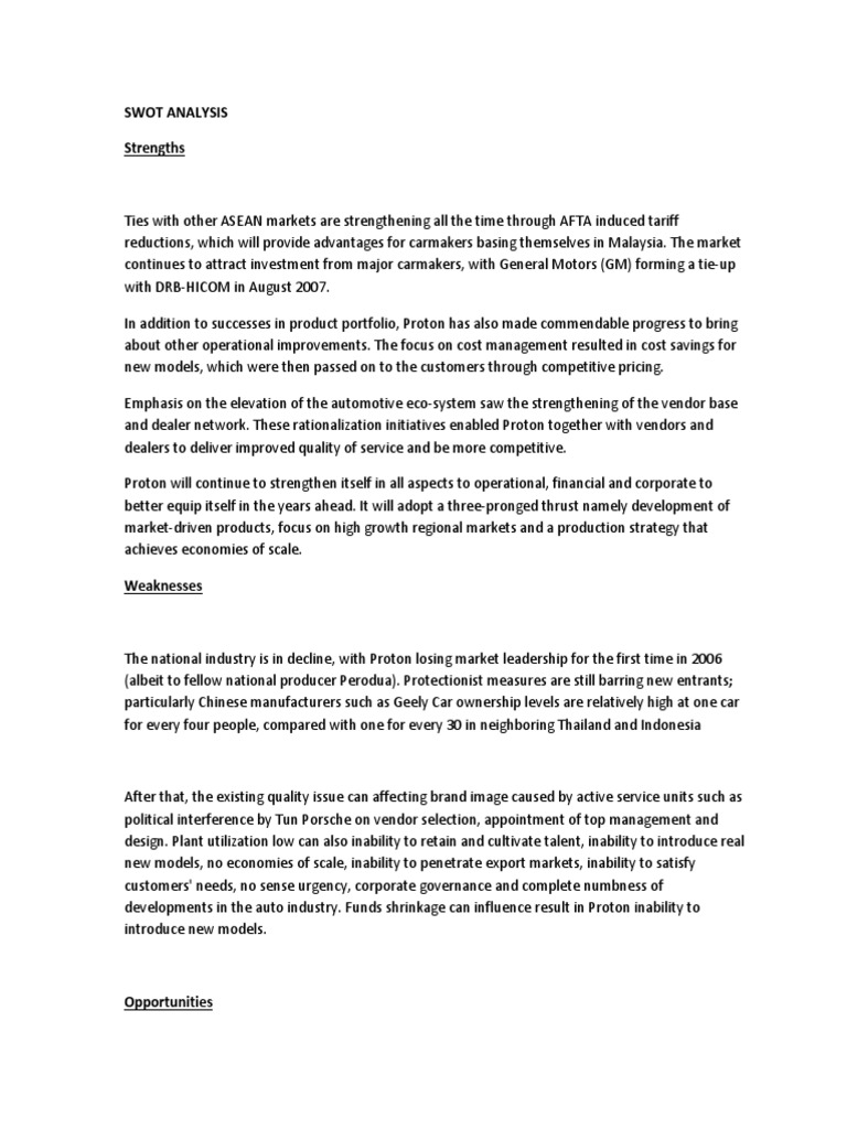 Swot Analysis | PDF | Land Vehicles | Car