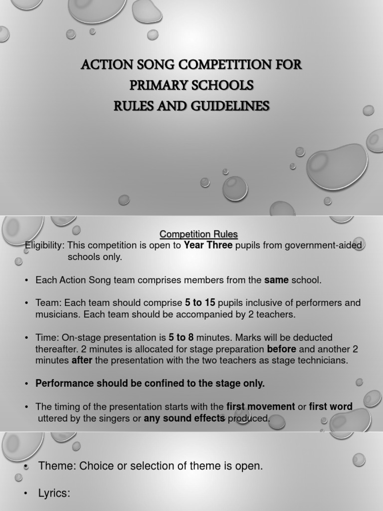 Action Song Competition For Primary Schools PP | PDF | Human ...