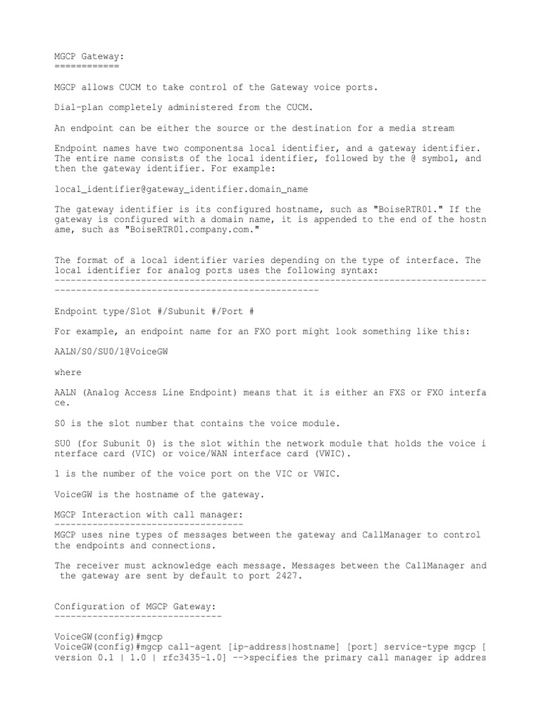 Mgcp Gateway Cucm Pdf Data Transmission Computer Networking 5077