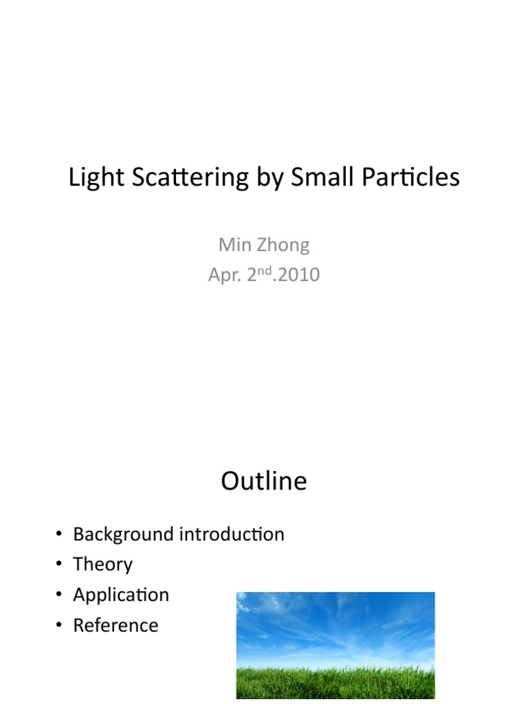 Light Scattering by Small Particles - Min Zhong | PDF | Materials ...