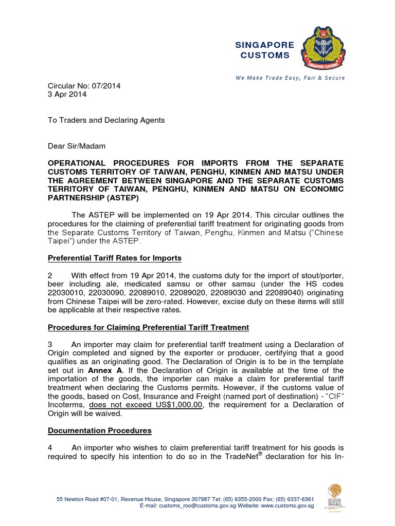 Singapore Customs: We Make Trade Easy, Fair & Secure | PDF | Customs ...