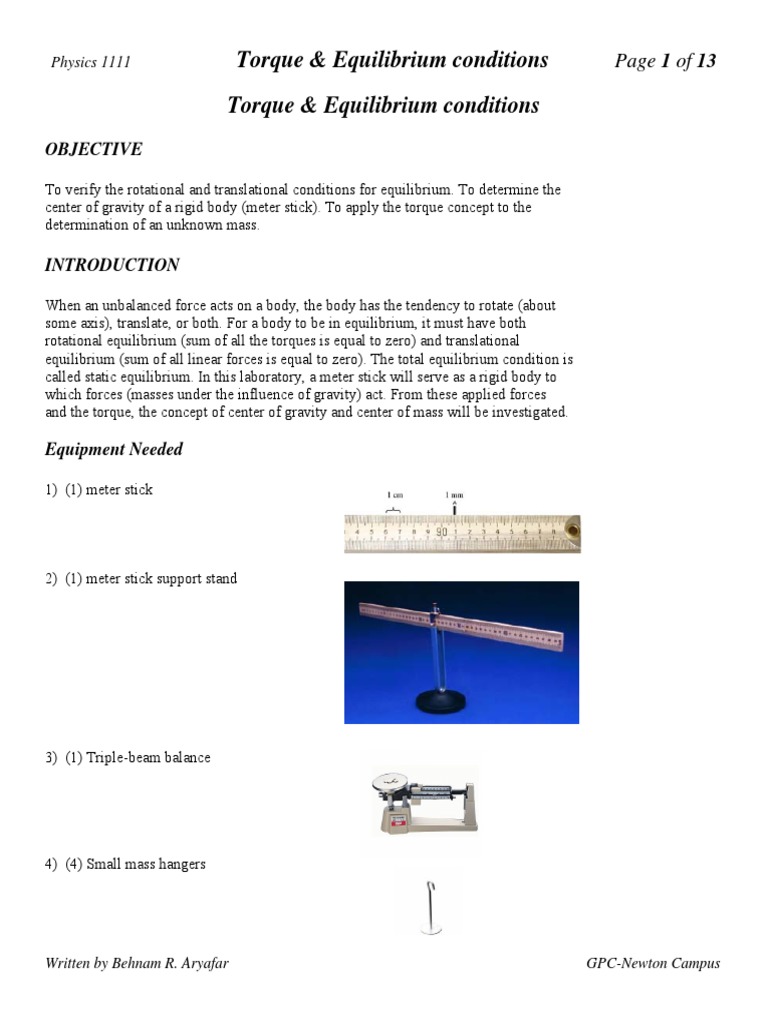 Torque & Equilibrium Conditions | Torque | Center Of Mass
