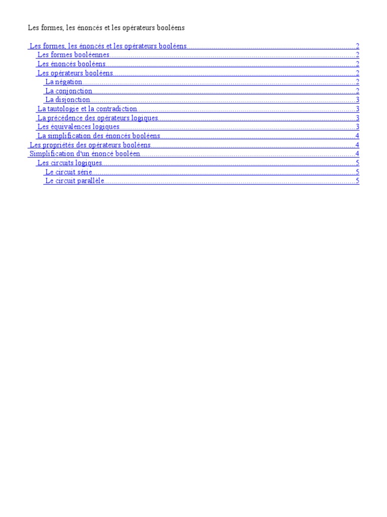 3 - Opérateurs Booléens | PDF | Algèbre de Boole (logique ...