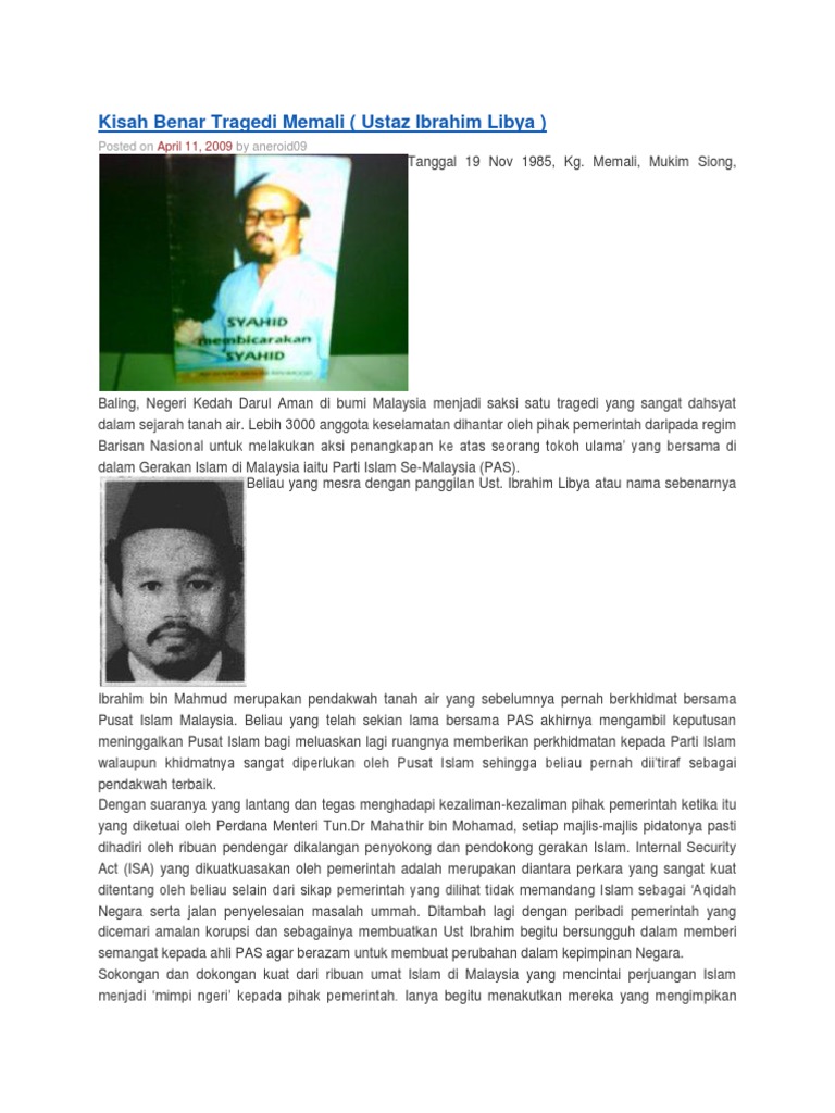 Kisah Benar Tragedi Memali | PDF