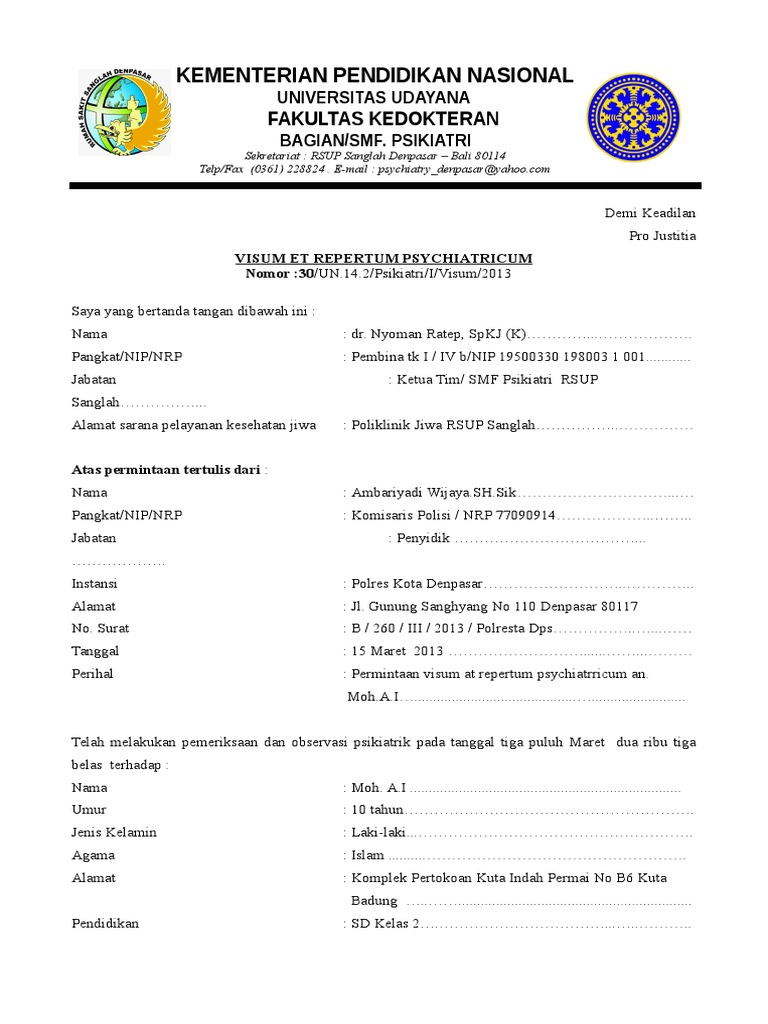 SURAT VISUM Psyc (Contoh) | PDF