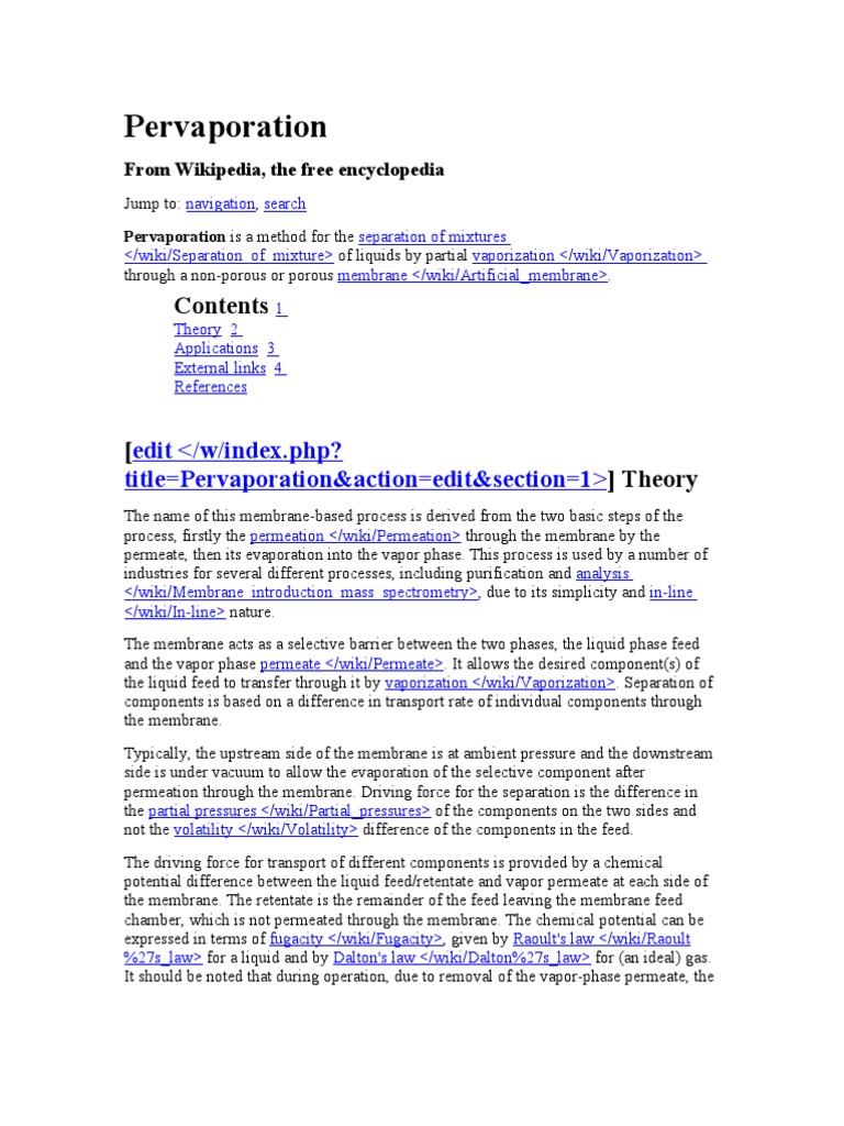PERVAPORATION | Download Free PDF | Unit Operations | Separation Processes