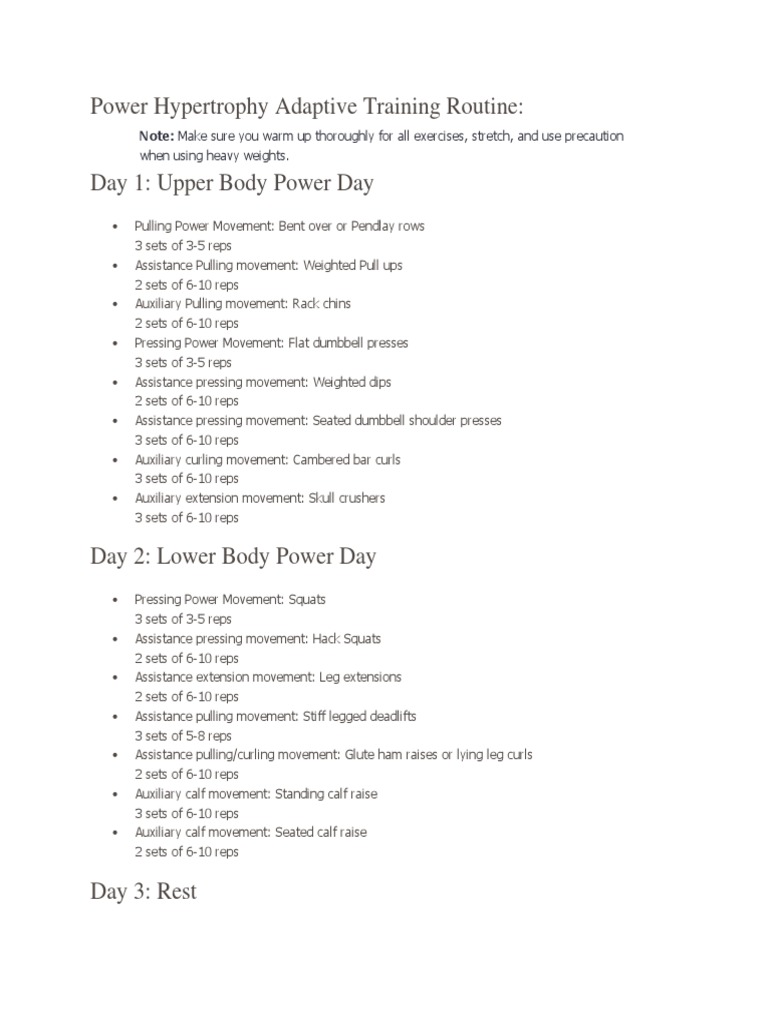 Power Hypertrophy Adaptive Training Routine | PDF | Management Of ...