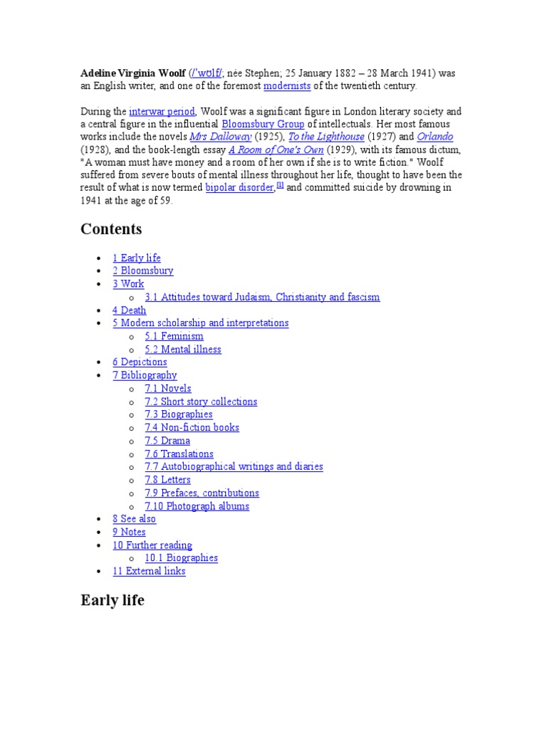 Adeline Virginia Woolf (: Mrs Dalloway To The Lighthouse Orlando A Room ...