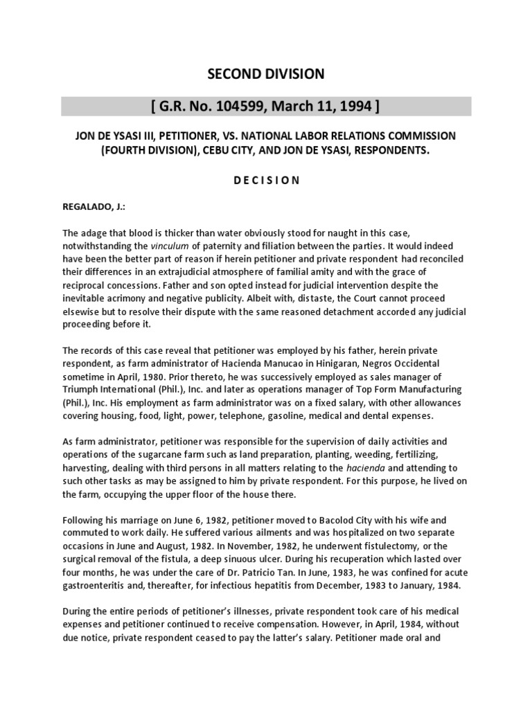 De Ysasi III v. NLRC | Download Free PDF | Deposition (Law) | Damages