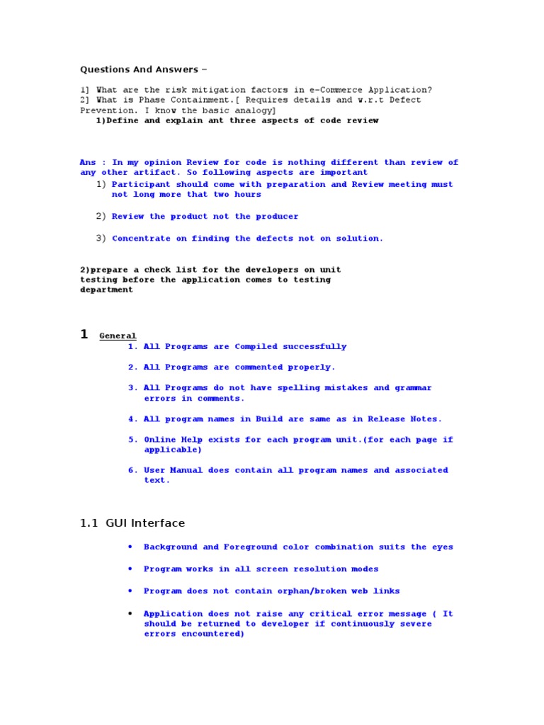 Questions and Answers - : 1.1 GUI Interface | PDF | Software Testing ...