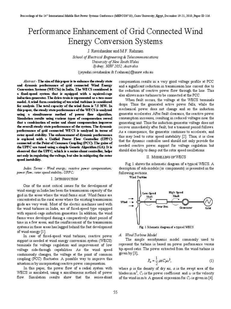 Performance Enhancement of Grid Connected Wind Energy Conversion Systems | PDF | Wind Power | Ac ...