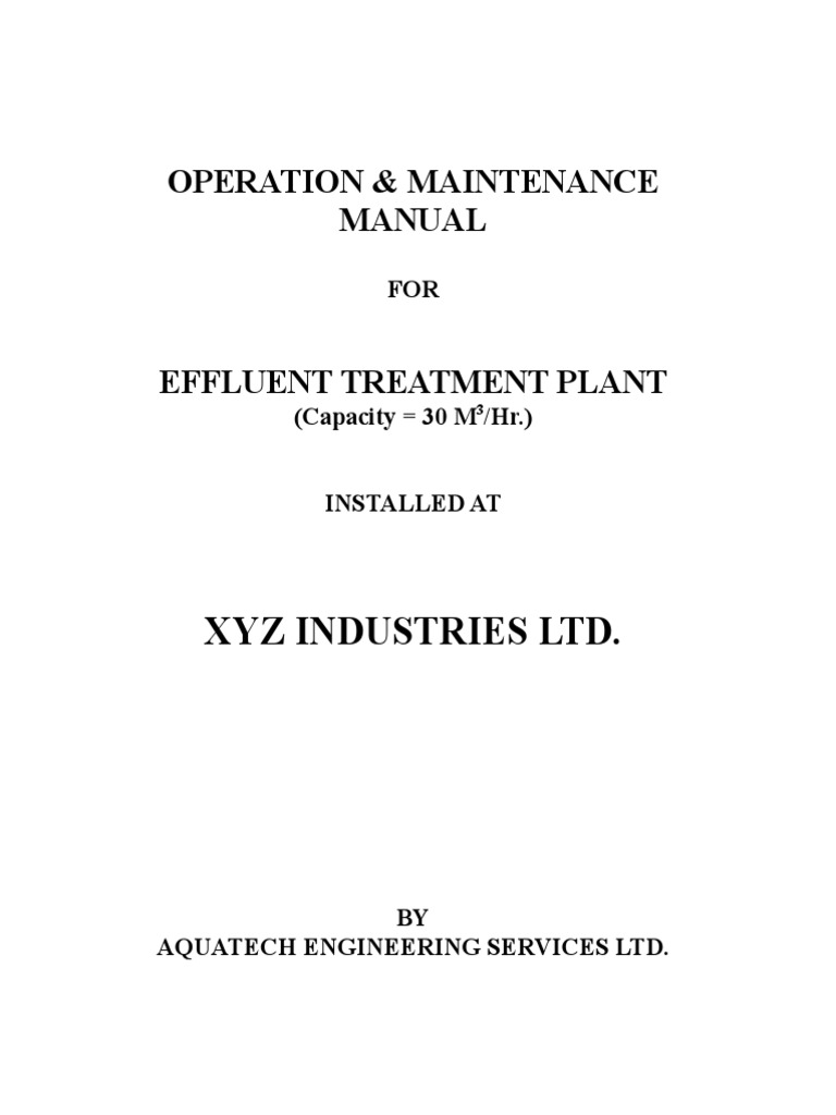 Etp Manual Std@Aquatech | PDF | Sewage Treatment | Mole (Unit)
