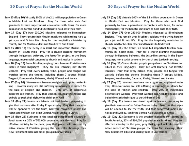 30 Days of Prayer For The Muslim World 30 Days of Prayer For The Muslim ...