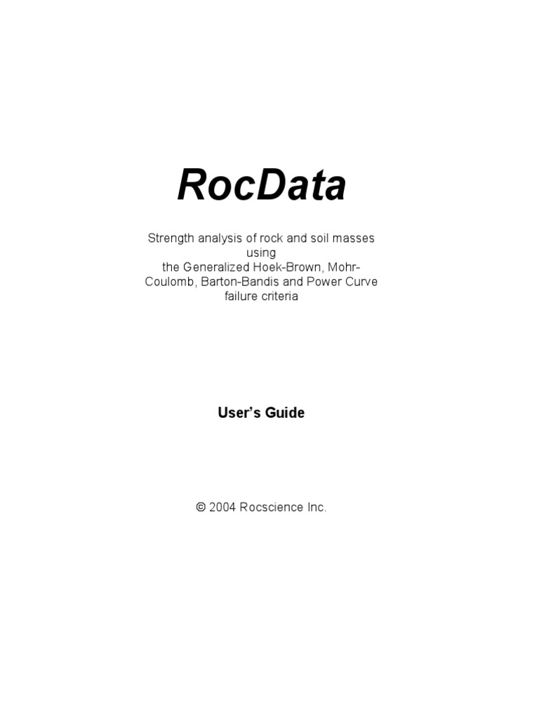 RocData Users Guide | PDF | Strength Of Materials | Geotechnical Engineering