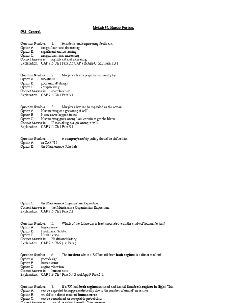 EASA Part 66 - Multiple Choice Module 9 | PDF | Aviation | Aircraft