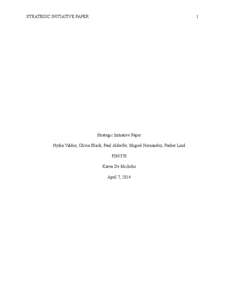 Strategic Initiative Paper | PDF | Business | Economies