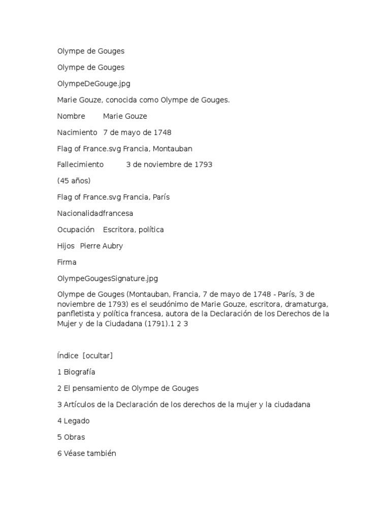 Olympe de Gouges | PDF | Franceses | Francia moderna tardía