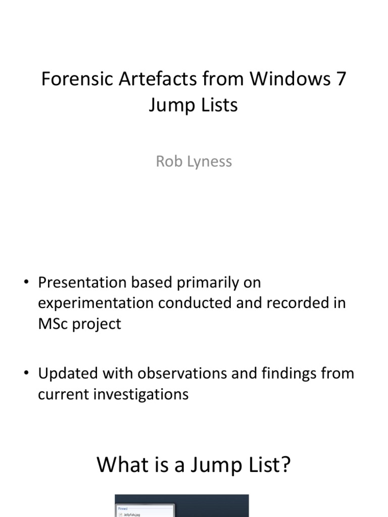 Forensic Analysis of Windows 7 Jump Lists | PDF | Computer File ...