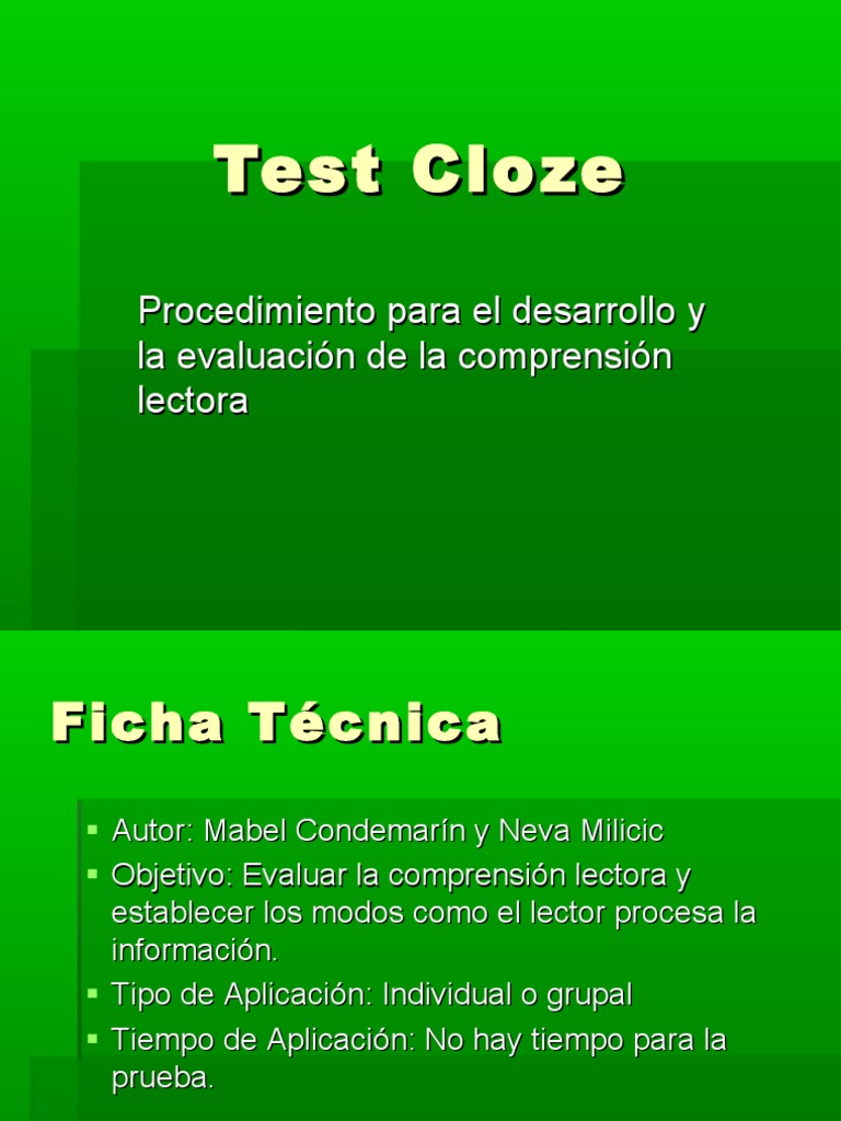 Test Cloze | PDF | Oración (Lingüística) | Palabra