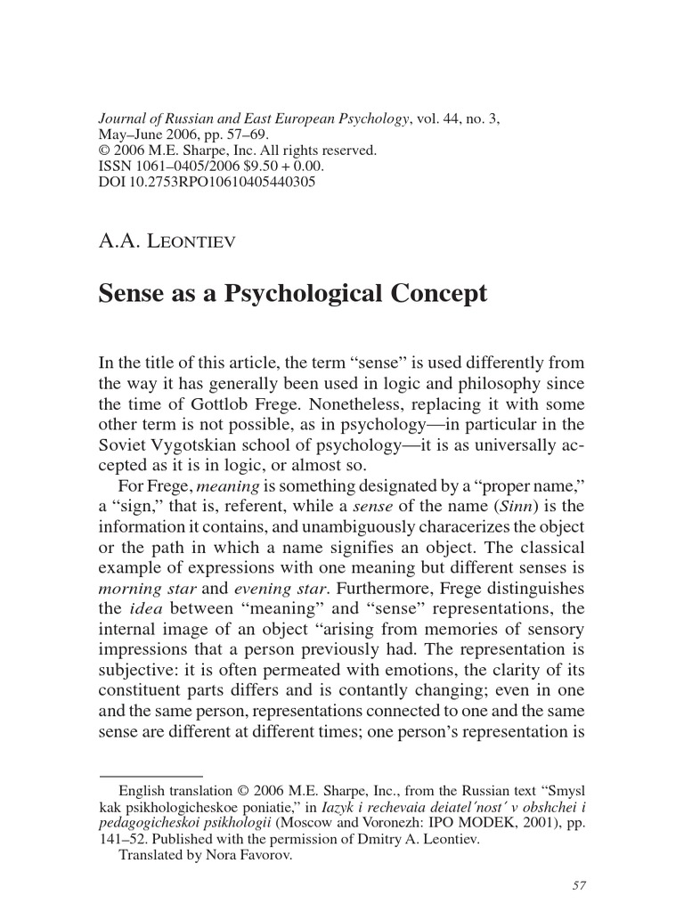 A. A. Leontiev - Sense As A Psychological Concept | PDF | Thought ...