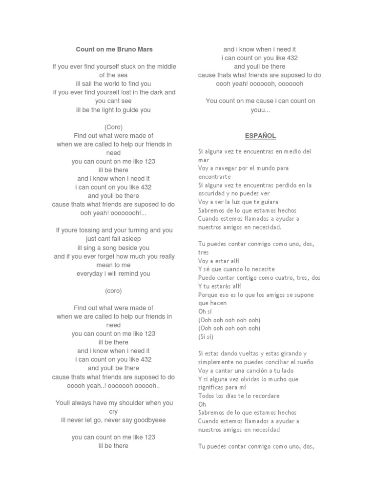Count On Me Bruno Mars | PDF | Música grabada | Música pop