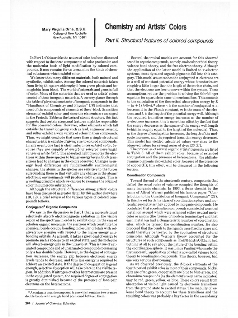 Chemistry Artists' Colors: Part 11. Structural Features of Colored ...