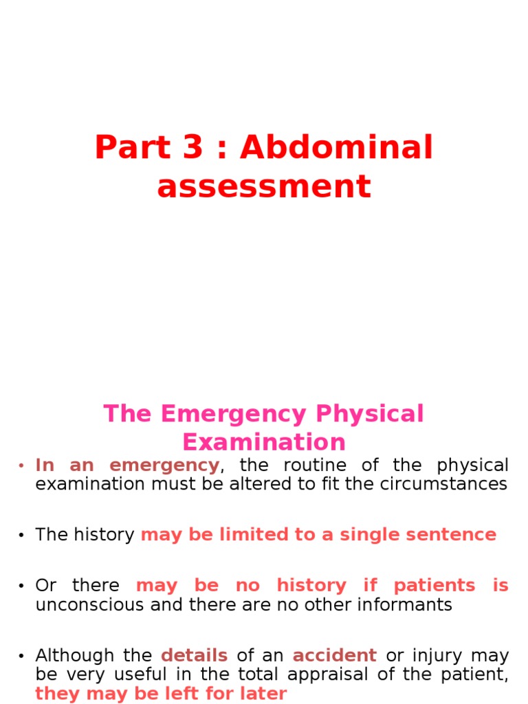 Part 3 Abdo Assessment | PDF | Physical Examination | Surgery