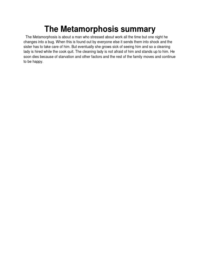 Summary of The Metamorphosis | PDF