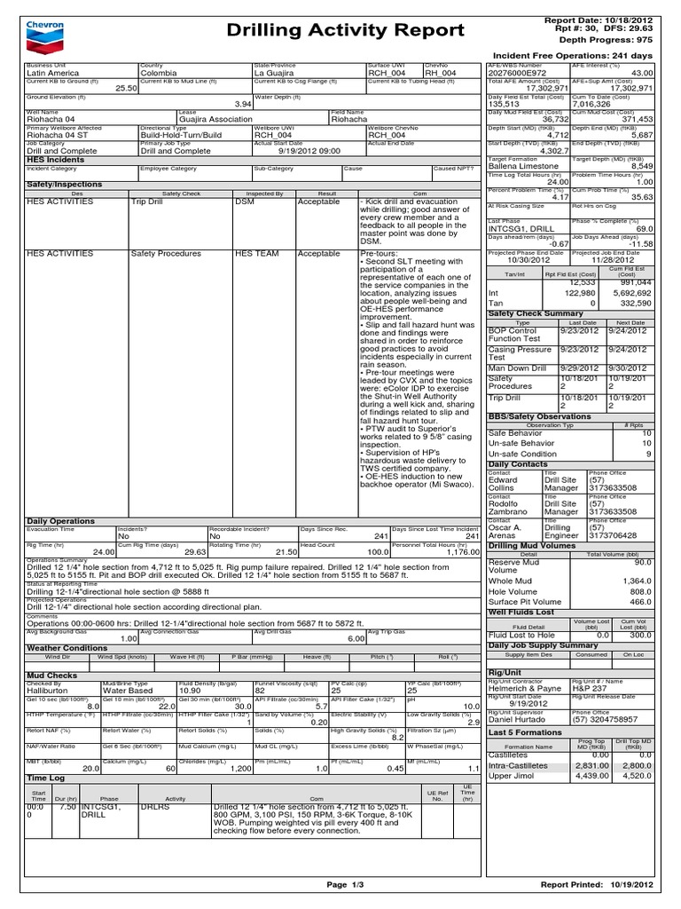 Intcsg Report n030-Rch 04st Well View Report Example | PDF | Drilling ...