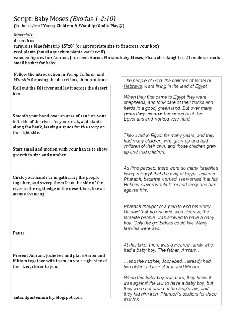 Script For Baby Moses | Download Free PDF | Miriam | Religious Texts